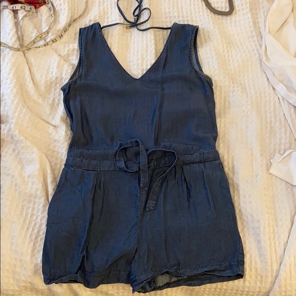 Zara | Pants & Jumpsuits | Zara Denim Material Chambray Romper | Poshmark